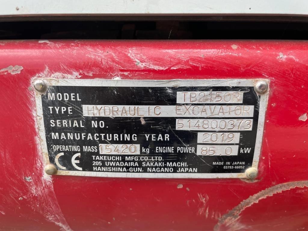 2019 TAKEUCHI TB2150R Used Tracked Excavator for sale | P&E