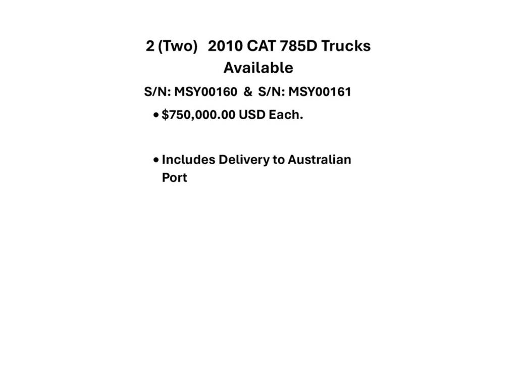 2010 CAT 785D For Sale - 750,000 USD | Cat Used