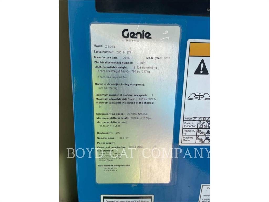 Genie Z60/34 4WD G84 - Plataforma de trabajo articulada - Construcción ...