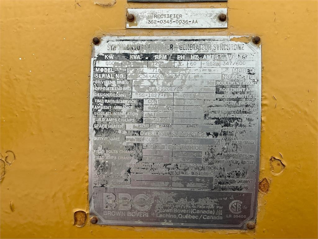 CAT 3508-B 800KW GENERATOR
