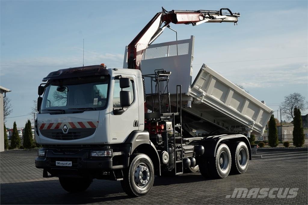 雷诺 KERAX 410 / 6x4 / WYWROTKA + HDS FASSI F150 / HYDR, 2007, Bodzentyn ...