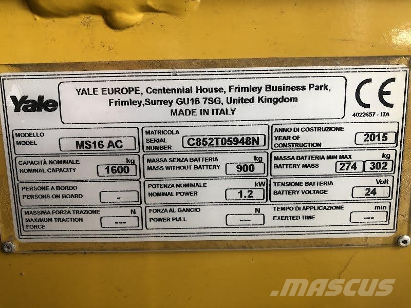Yale MS16, 2015, Aalst, Belgium - Used self propelled stackers - Mascus UK
