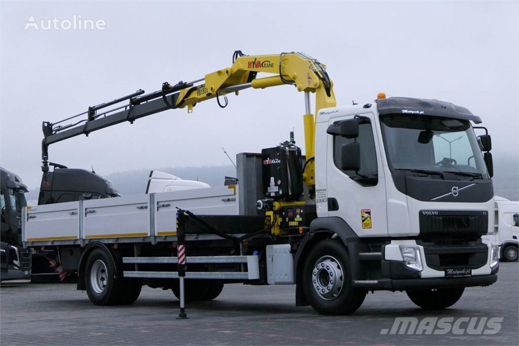 Volvo FE 280 Flatbed + crane HYVA HB 150, 2014, Budapest, Ungern ...